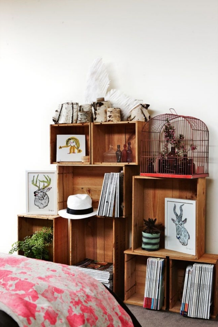 DIY Βιβλιοθήκες και ραφίερες από παλέτες ή ξύλινα κιβώτια: δημιουργικές ...