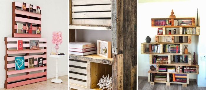 DIY Βιβλιοθήκες και ραφίερες από παλέτες ή ξύλινα κιβώτια: δημιουργικές ...